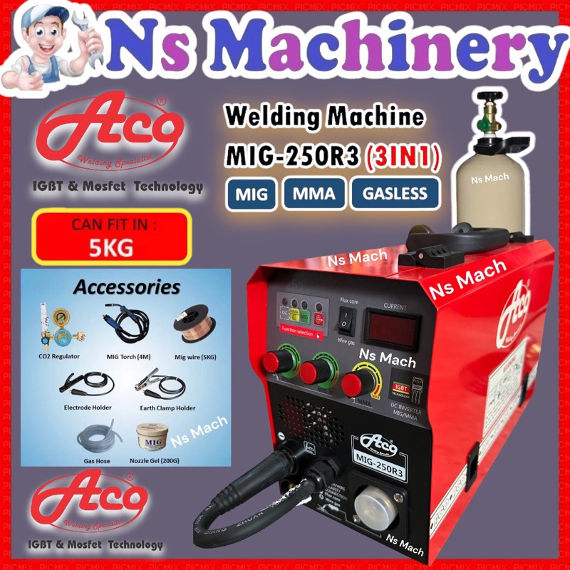 ACO Mig 250R3 Mig250V MZC250 MVX250 Professional MIG/MMA & GASLESS ...