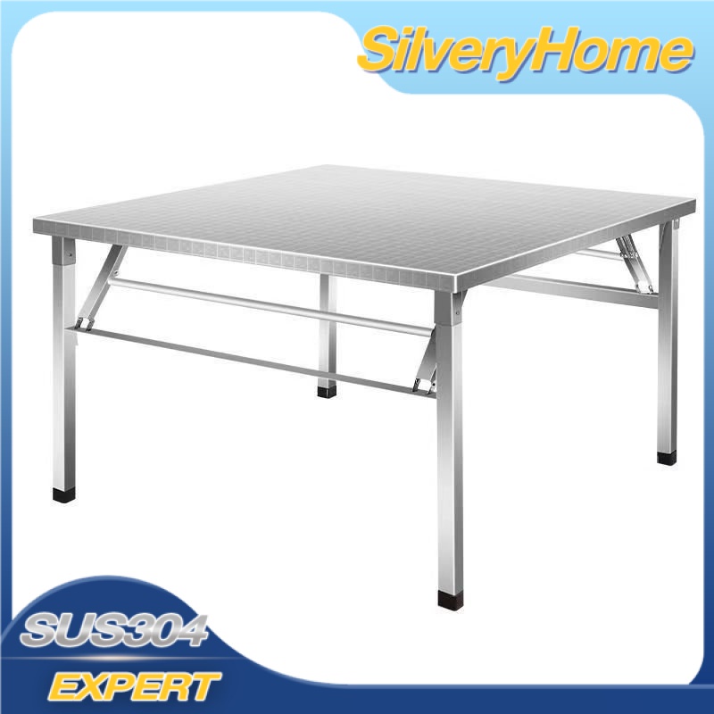 Portable folding stainless steel table fast food stall square table ...