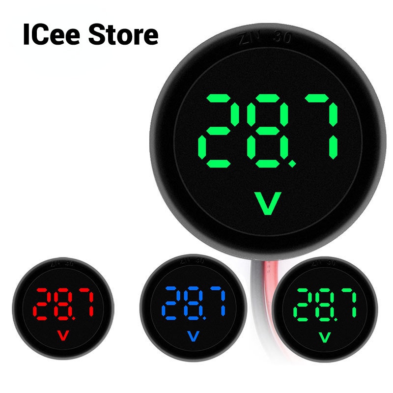 DC4-100V LED Display Circular Two-wire Automotive Voltmeter Digital Car ...