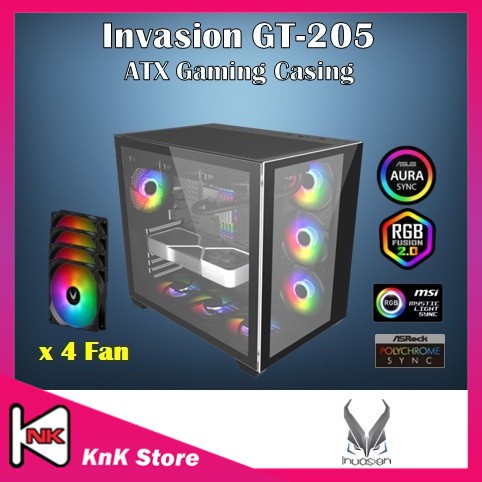 INVASION GT-205 ATX CASING / CASE / CHASSIS WITH 4 ARGB FAN GT205 ...