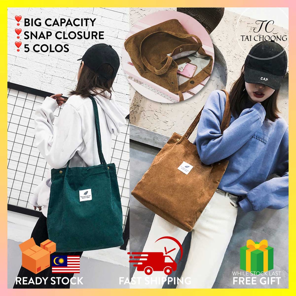 TC BW-079 Simple & Plain Fabric Big Capacity Canvas Tote Bag | Shopee ...