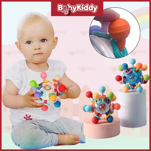 Baby Rattle Manhattan Ball Teething Toys Sensory Chew Silicone Rattle ...