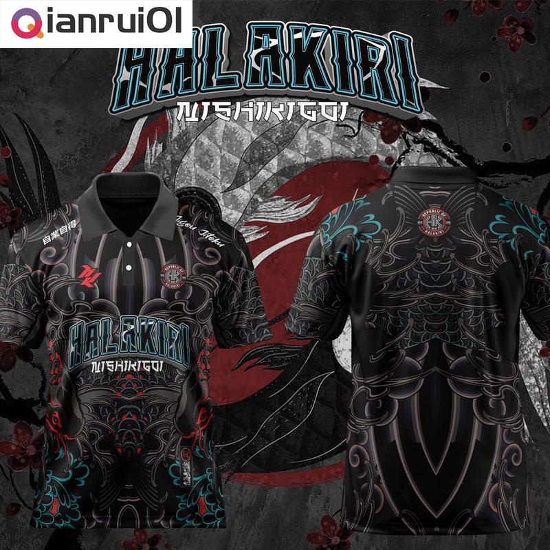 (Qianrui01) JERSEY RETRO COLLAR HALAKIRI NISHIKIGOI 2023 Perempuan ...