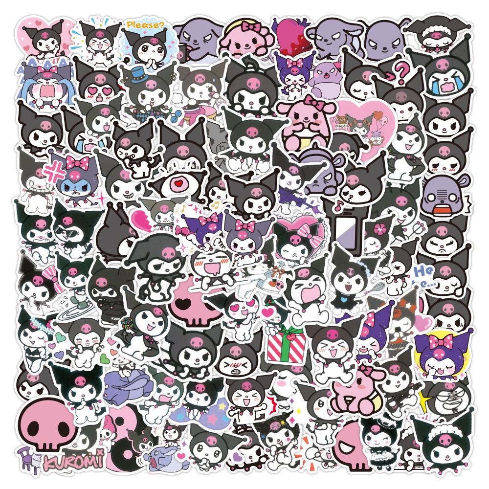 100PCS Cute Cartoons Sanrio Kuromi Graffiti Stickers For Luggage Phone ...
