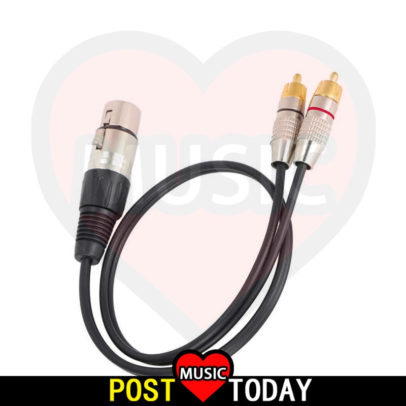 1 XLR Female to 2 RCA Male Plug Stereo Audio Cable Connector Y Splitter Wire Cord Professional ...