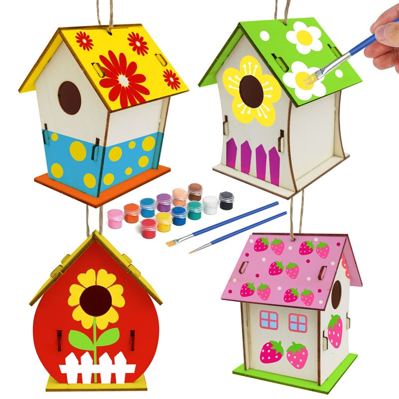 DIY Bird House Crafts Buildable For Children To Build And Paint ...