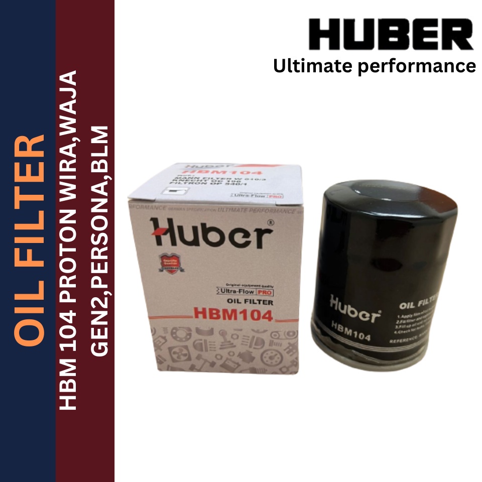 HUBER GERMAN Quality ULTIMATE Performance engine oil filter HBM 104 ...