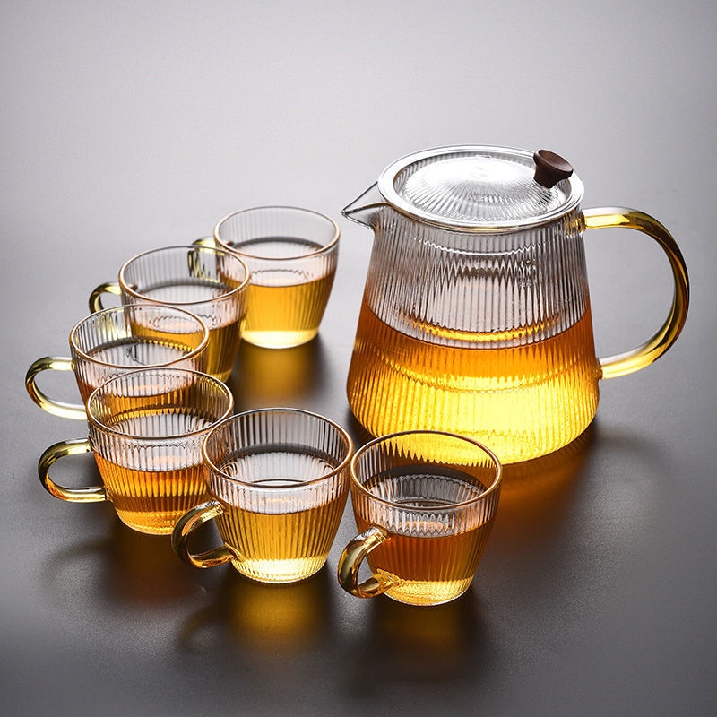 Thick Glass Strainer Teapot Borosilicate Tea Cooker Tea Cozy Red Flower ...