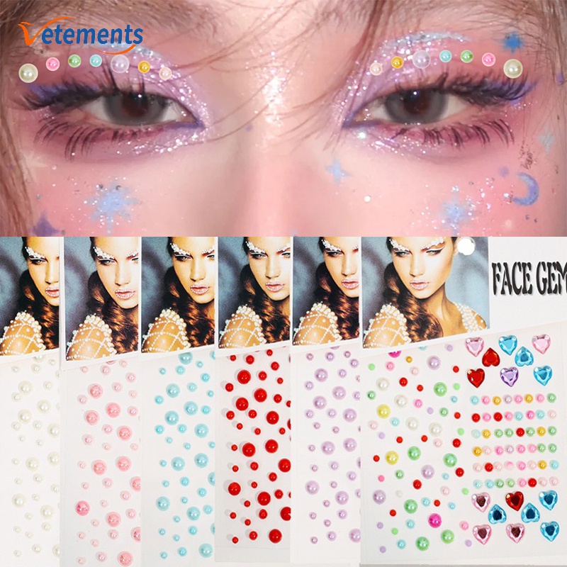 Pearl Rhinestones Face Sticker/ Acrylic Peach Heart Face Decoration ...