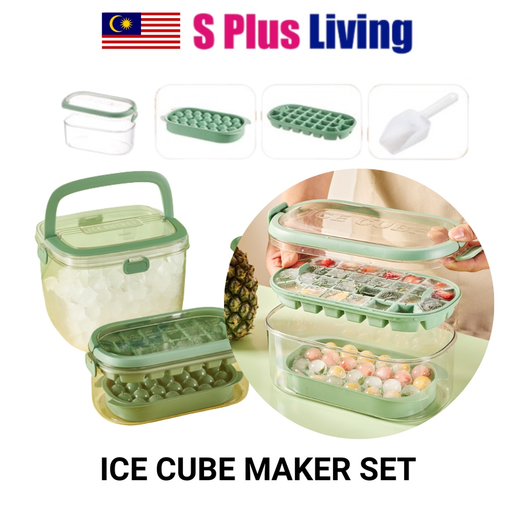 ICE STORAGE BOX + 26 GRID ROUND ICE TRAY + 28 GRID SQUARE ICE TRAY ICE ...