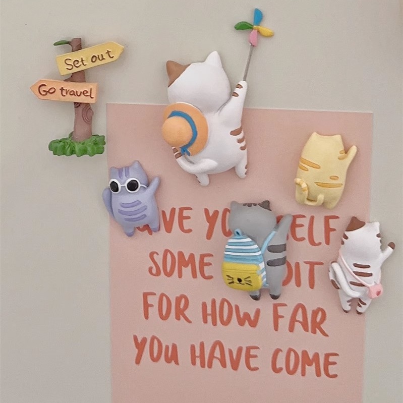 Cute Cat Fridge Magnet Mini Cartoon Refrigerator Magnets Kid Birthday ...