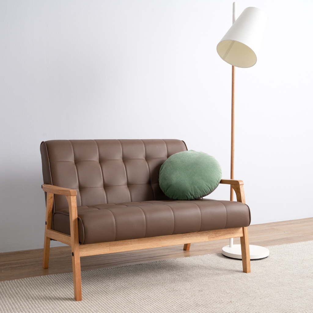 Bring Me Home VINCCO HIACE Wooden Sofa 2 Seater Sofa PU Leather Sofa ...