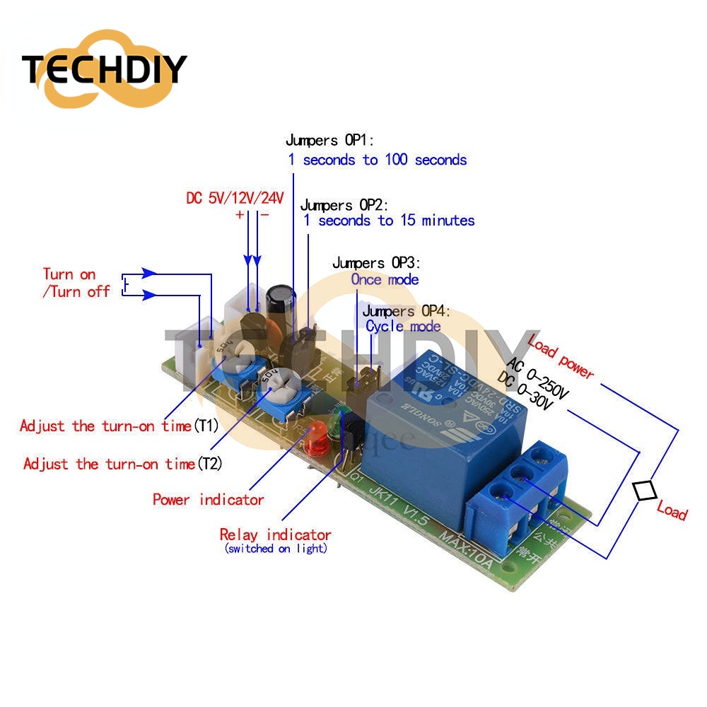 JK11 Adjustable Cycle Timer Delay On/Off Switch Power Supply Relay ...