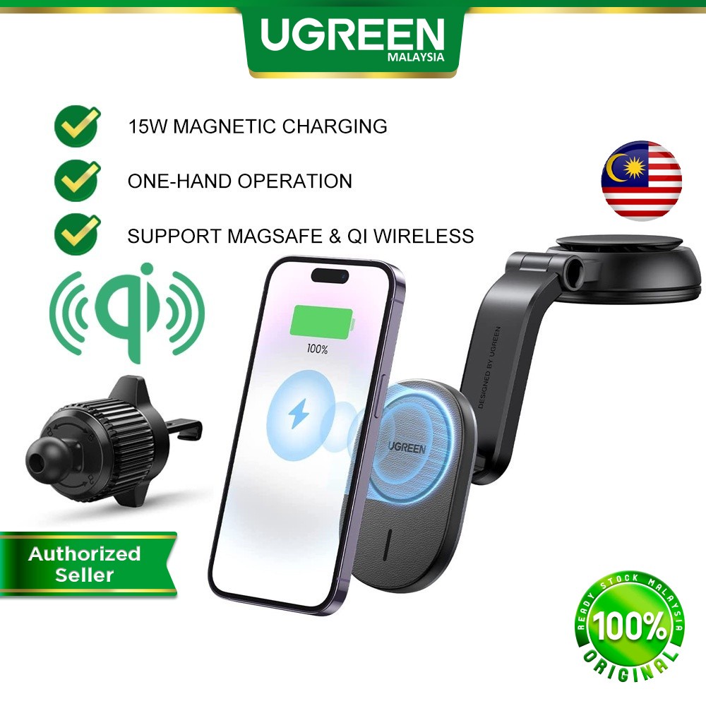 UGREEN MagSafe Car Mount Charger Magnetic 15W Wireless Car Charger Air ...