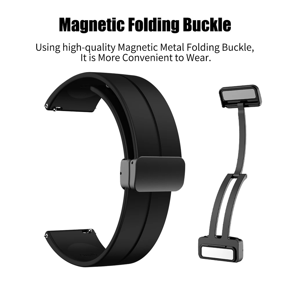 Silicone Magnetic Folding Buckle Strap For Xiaomi Mi Band 10 9 8 7 6 5 4 3 Watchband Miband 10 9 ...