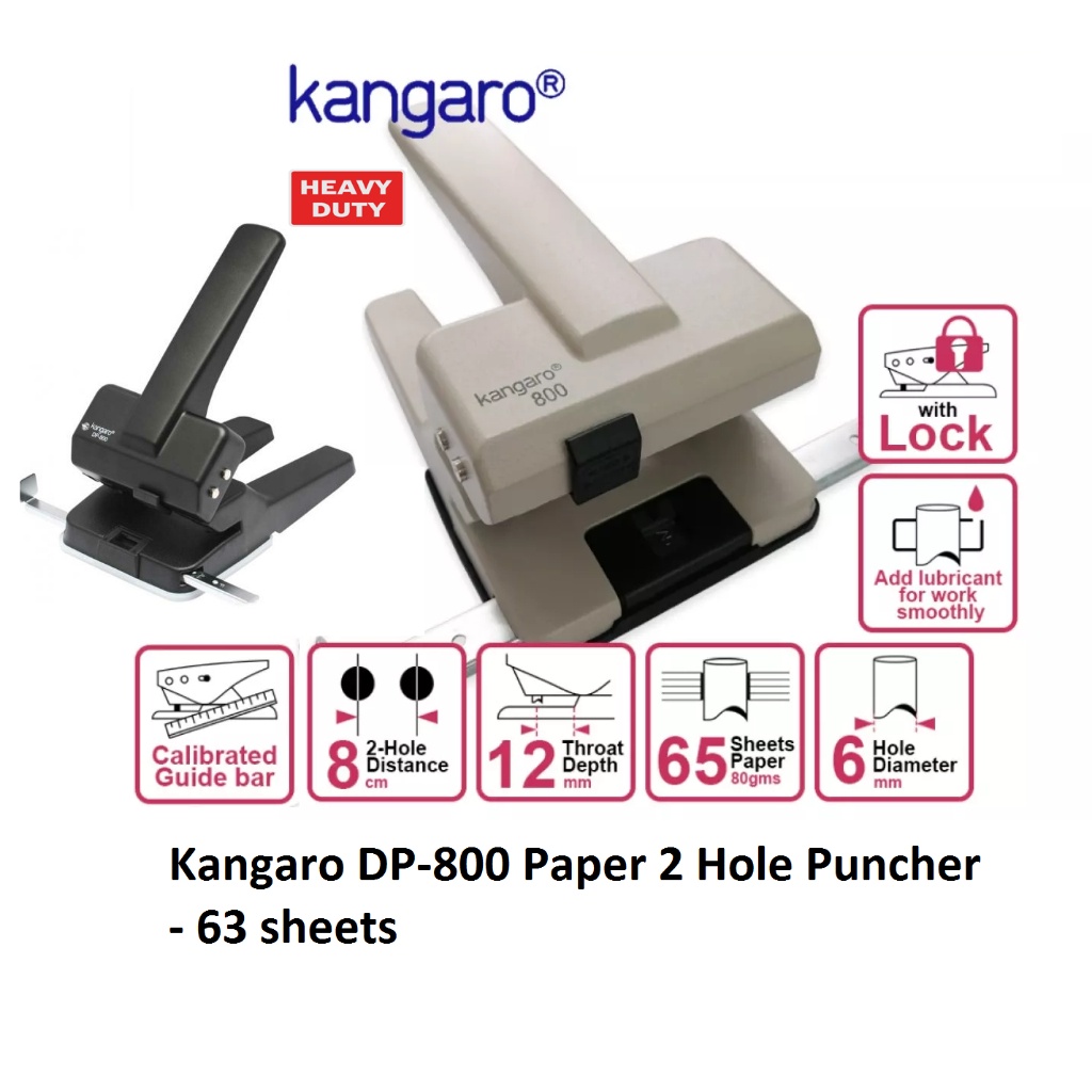 Kangaro DP-800 Paper 2 Hole Puncher - 63 sheets (penumbuk, puncher ...