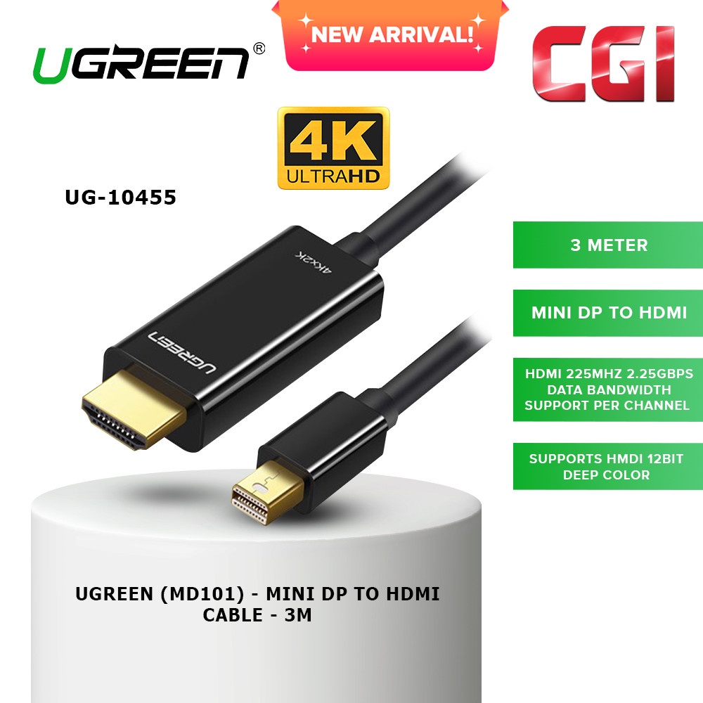 Ugreen Mini Dp To Hdmi Cable 3m Md101 10455 Shopee Malaysia