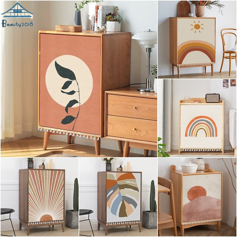 Landscape Cabinet Curtain Self-adhesive Dust Cover Wardrobe Half Drape ...