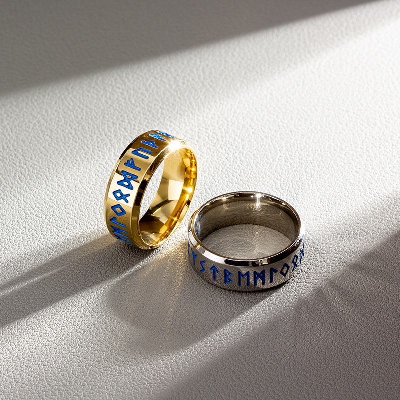 Brand new 8mm stainless steel Viking alphabet ring,retro style men's ...
