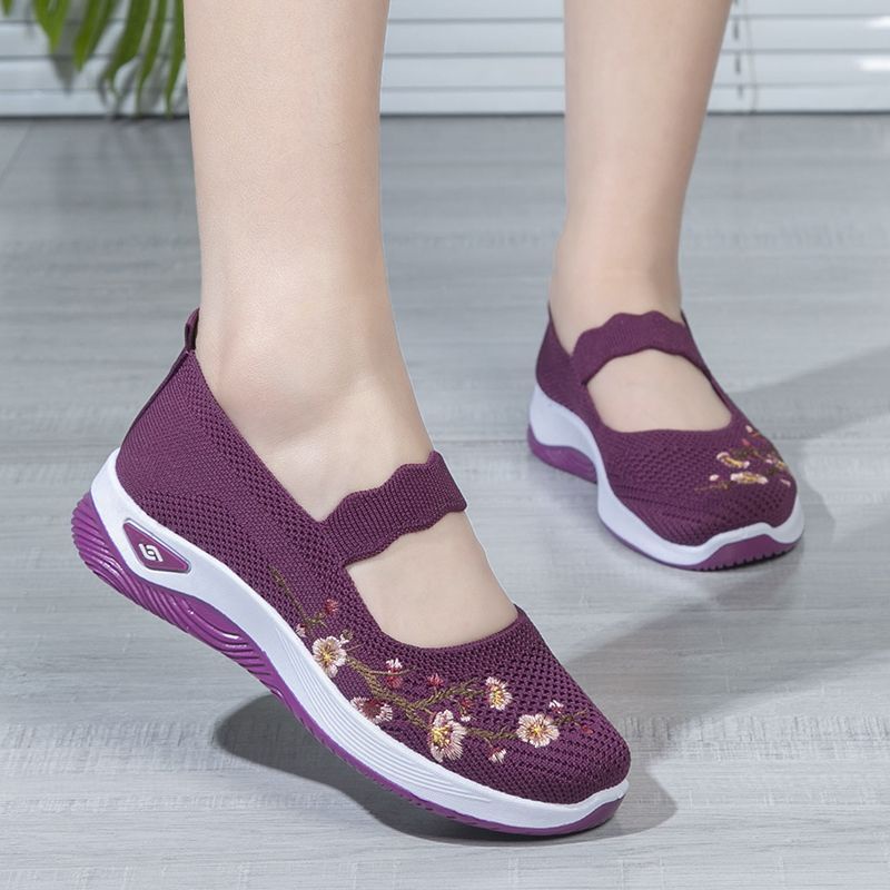 Women casual Sport Breathable Mesh Fly Weaving Lightweight Soft Sole ...