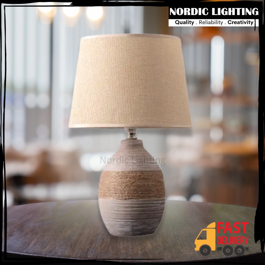 Nordic Lighting Table Lamp Simple Ceramics Style Bedside Night Light ...
