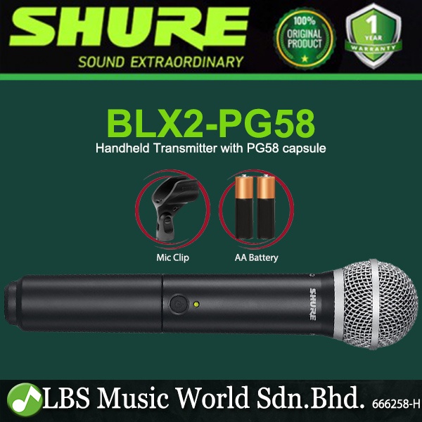 Shure BLX2/PG58 Wireless Handheld Micprohone Transmitter with PG58 Mic Capsule (BLX2) | Shopee ...