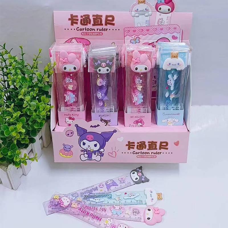 1Pcs Sanrio Cute MyMelody Kuromi Cinnamoroll Straight Ruler Kawaii ...