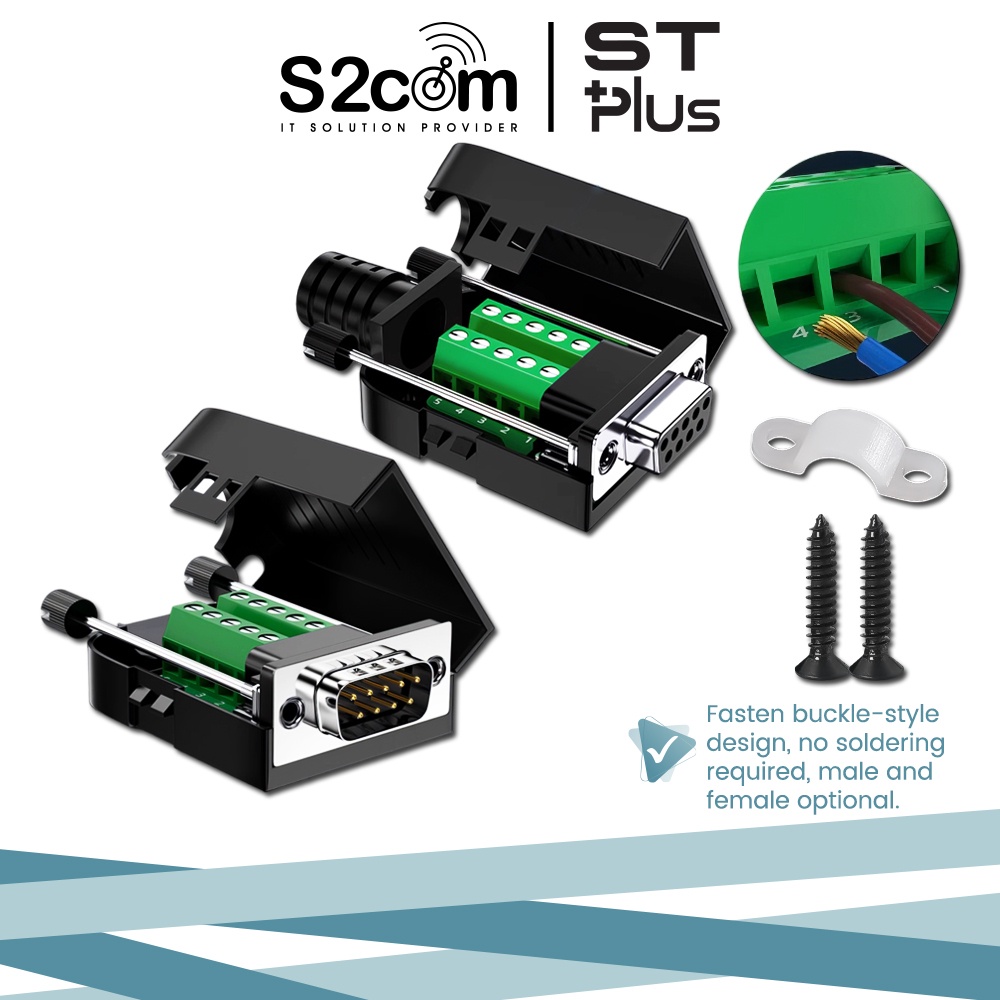 DB9 RS232 Male Female Connector Back Side Nut COM Transfer-Free Solder ...