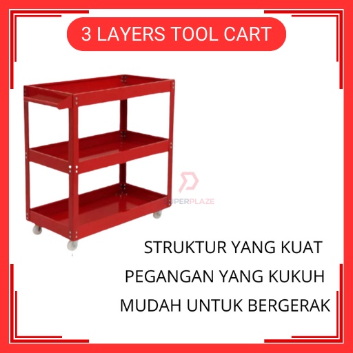 3 Layers Tool Cart Metal Steel Tool Trolley Shelf Storage | Shopee Malaysia