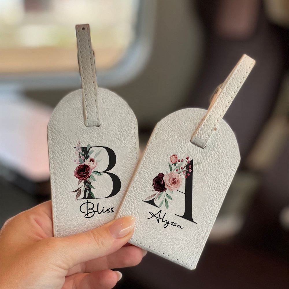 Custom Name Personalized Luggage Tag Soft Airplane Check-in PU Leather ...