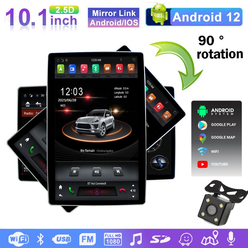 EVEAN 4GRam+32G Android 12 Rotate Vertical Screen WIFI Car Radio Stereo ...