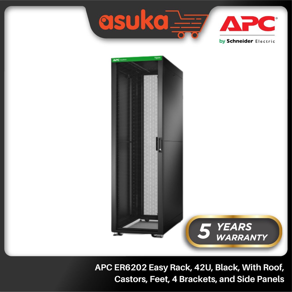 APC Easy Rack ER6202 42U, Black,With Roof,Castors,Feet,4 Brackets,and ...