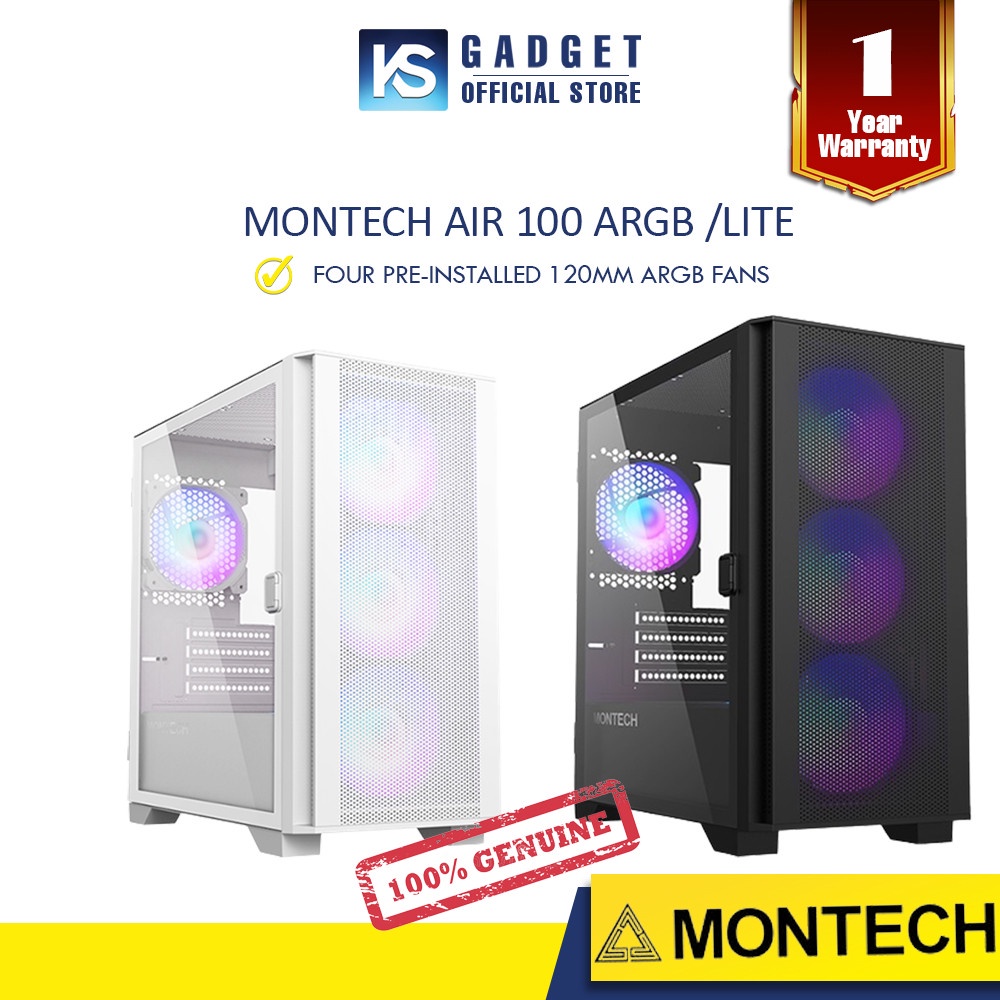 Montech AIR 100 ARGB / AIR 100 LITE mATX Casing | BLACK /WHITE | 4*12CM ...