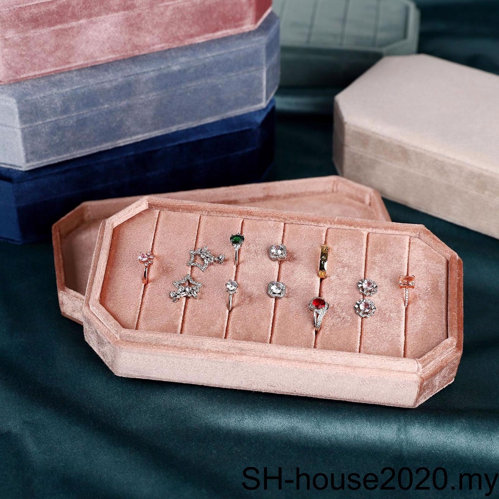 (runbu）Rings Display Holder with Lid Container Velvet for Multiple ...