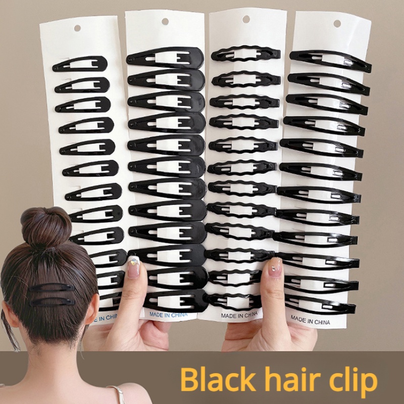 Black Hair Clip Set with Fashionable and Minimalist Side Bangs BB Clip ...