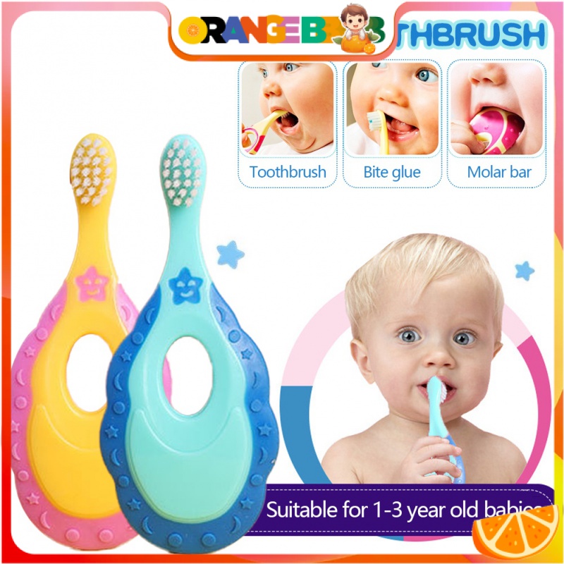 🍊BB 2 in 1 Baby Toothbrush Teether Toddler Tongue TeethBrush Coating ...