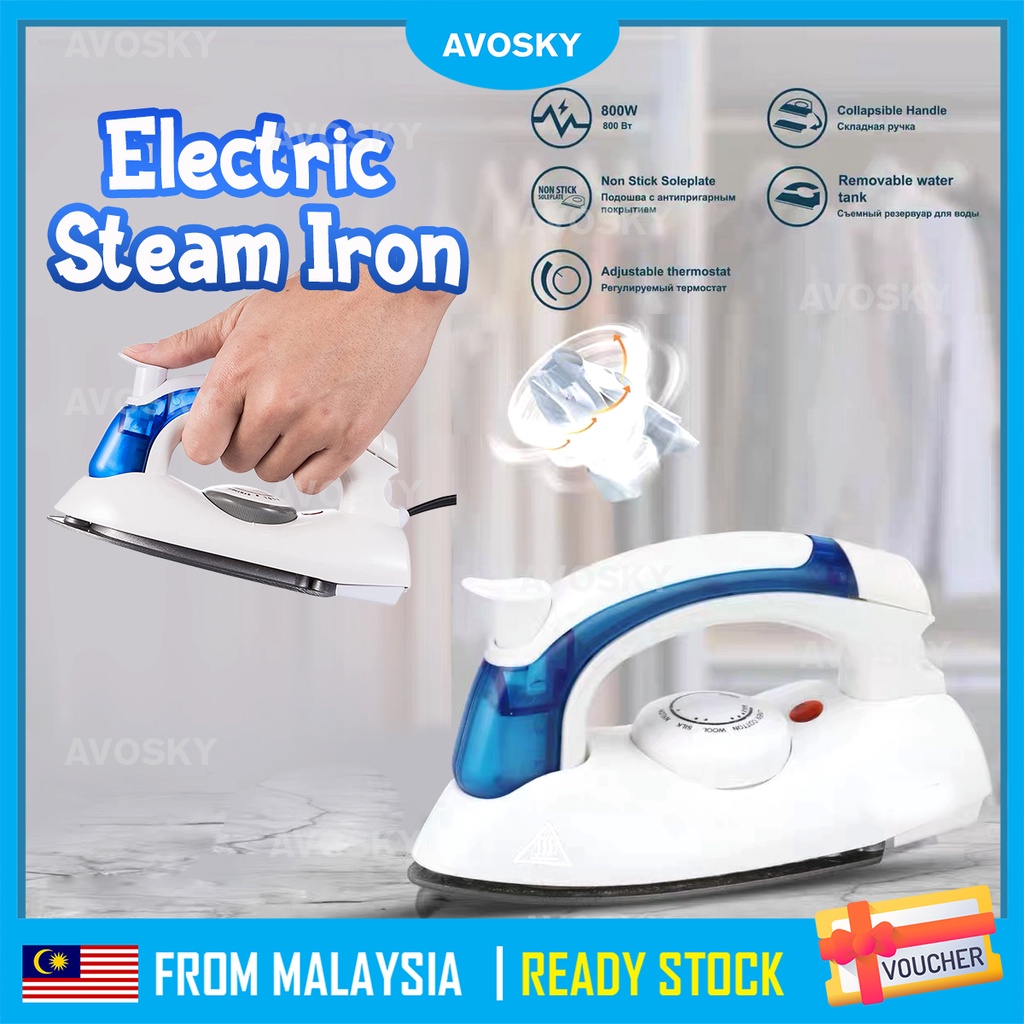 AVOSKY Mini Travel Iron Portable Foldable Iron Steam Iron Non-Stick ...