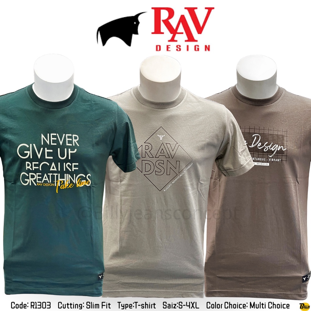 RAV DESIGN Brand Men’s Slim Fit Round Neck T-shirt ( R1303 ) | Shopee ...