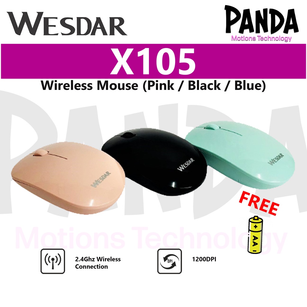 Wesdar X105 Wireless Mouse (Pink/Black/Blue) | Shopee Malaysia