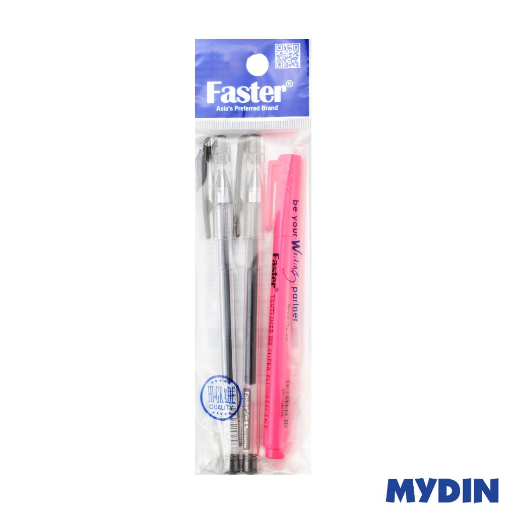 Faster Gel Pen Black (2 x 0.5mm) + 1 Highlighter | Shopee Malaysia