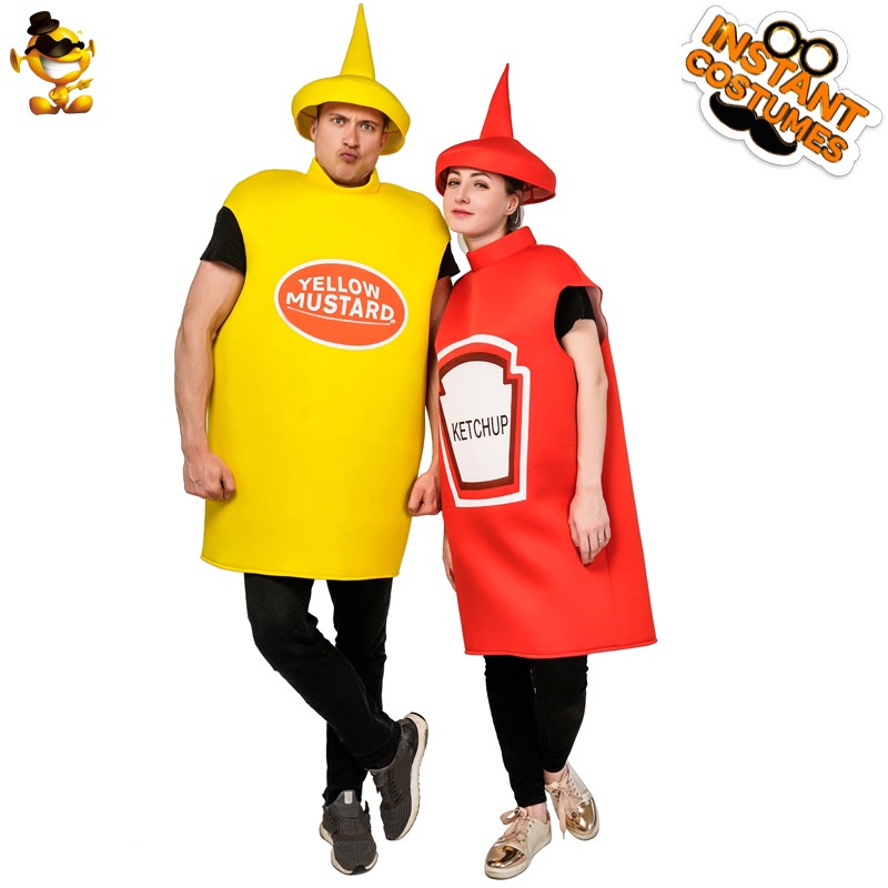 Halloween Adult Couple Style Mustard Ketchup Costume Adult Funny