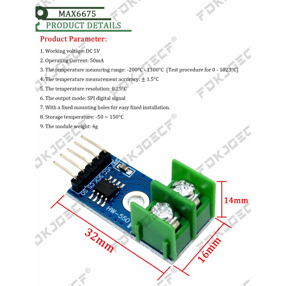 MAX6675 Module + K Type Thermocouple Thermocouple Senso Temperature ...