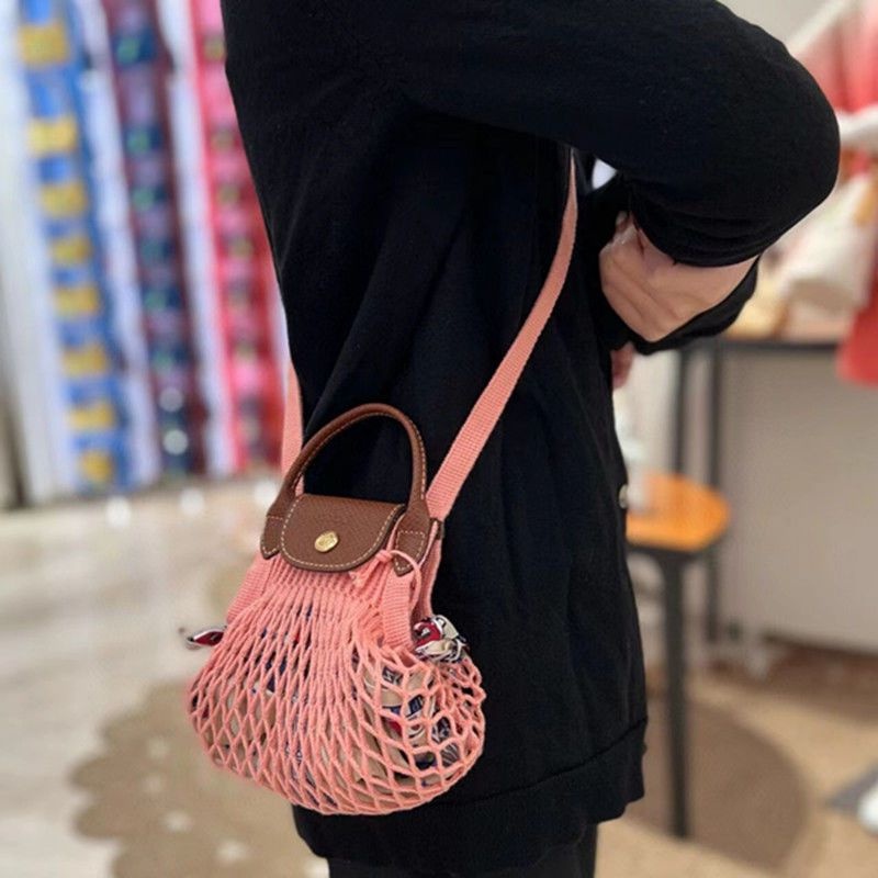 2023 Summer New Women's French Mini Co branded Mesh Bag Fishing Net Bag ...