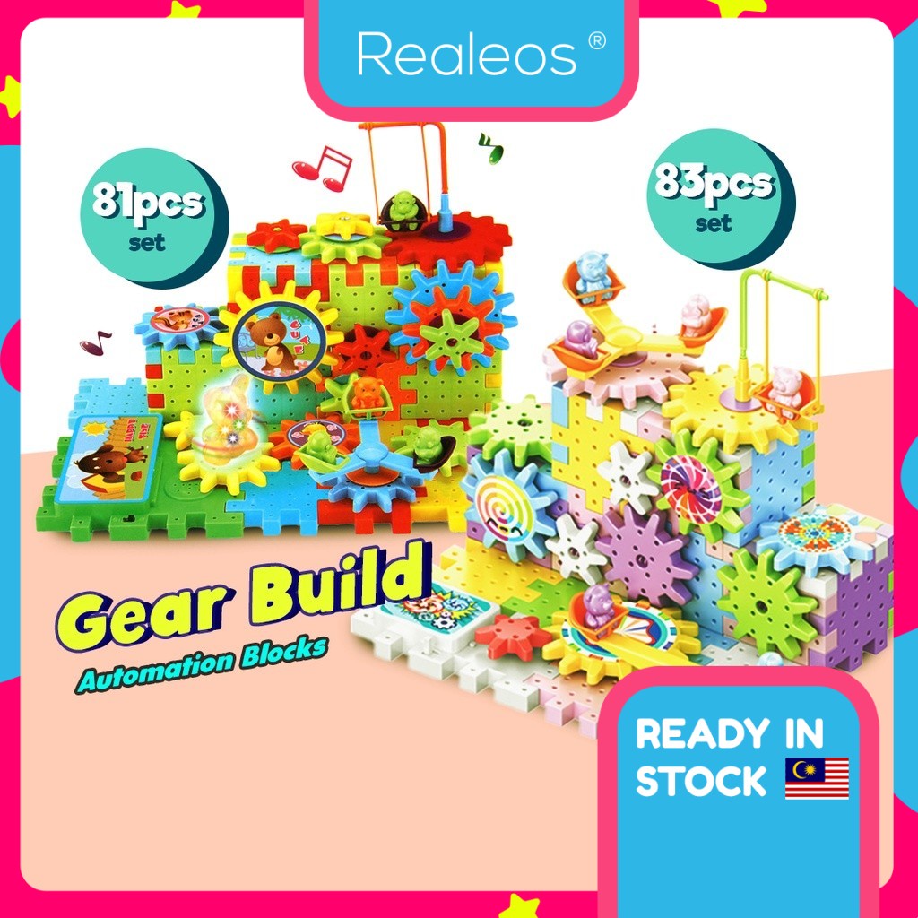 Realeos DIY Electric Building Blocks Gears Creative Educational ...