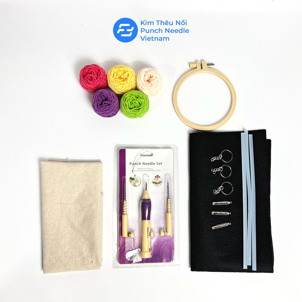 Punch needle embossed embroidery Set for keychains, pins, stickers ...