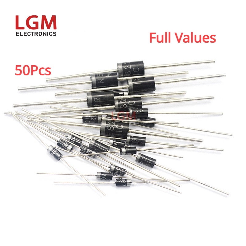 50Pcs High Quality Rectifier Diode Full Values 1N4001 1N4004 1N4007 1N5404 1N5408 1N5818 1N5819 ...