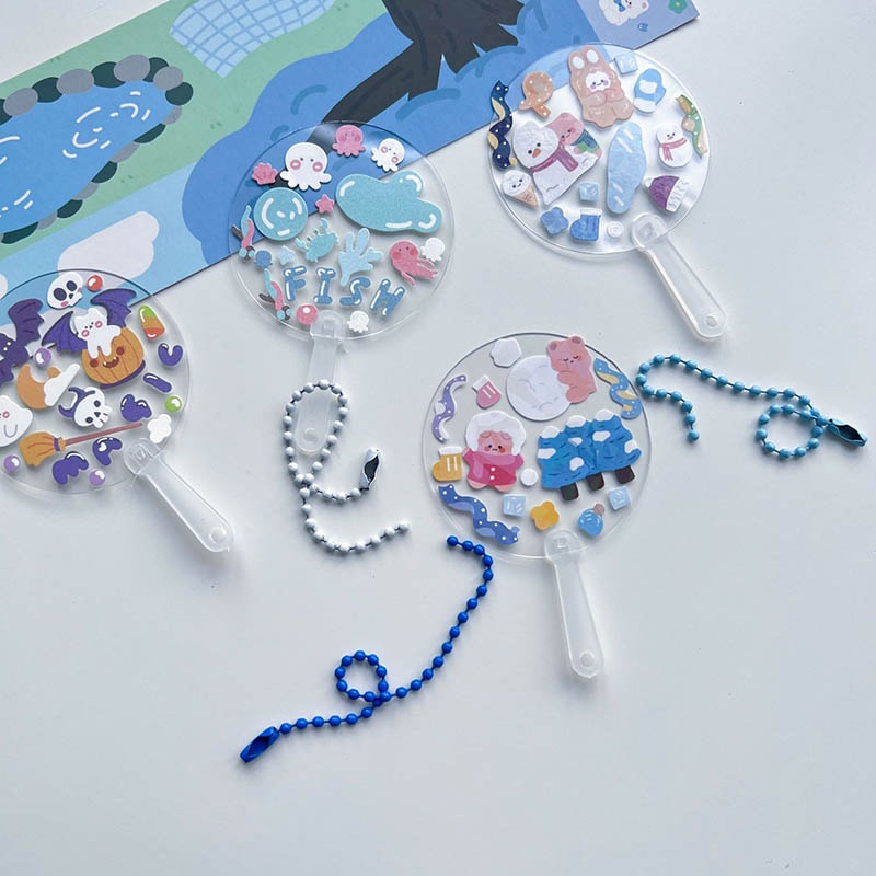 5cm DIY Transparent Gudetama Fan Star Support Fan Mini Guka Painting ...