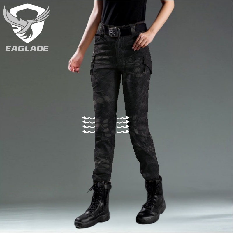 Eaglade Tactical Cargo Pants for Men Women In Black Python Stretchable ...