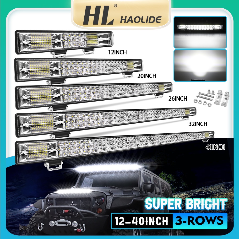 HL 3-Row 12" 22" 26" 32" 42" LED Light Bar Offroad Led Bar Spot Flood ...