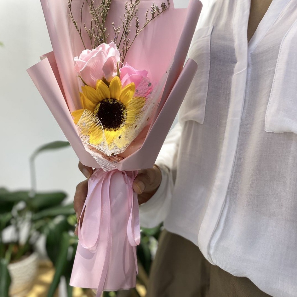 FY Soap Flower Sunflower Bouquet Bunga Matahari Convo Graduation ...